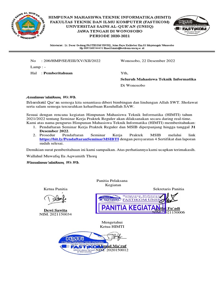 Surat Pemberitahuan | PDF