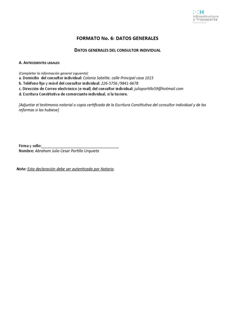 Formato 6 Sit | PDF