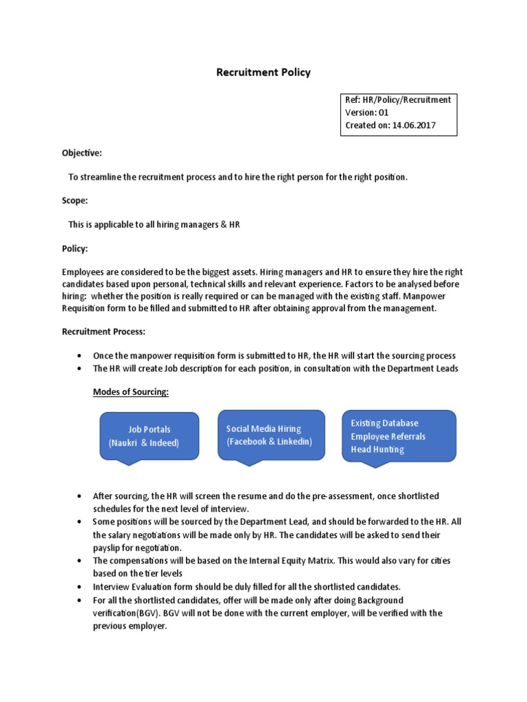 Recruitment Policy | PDF | Recruitment | Human Resources Recruitment Policy | PDF | Recruitment | Human Resources