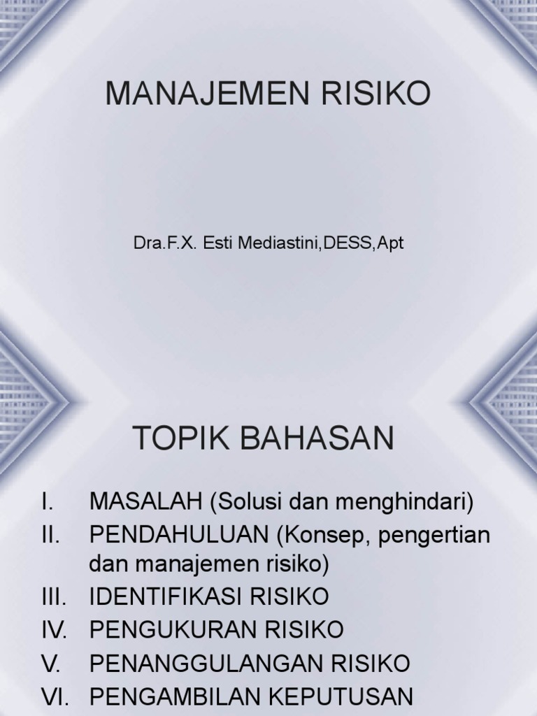 Manajemen Risiko | PDF