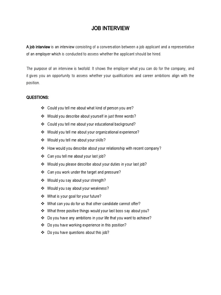 Job Interview | PDF | Job Interview | Business