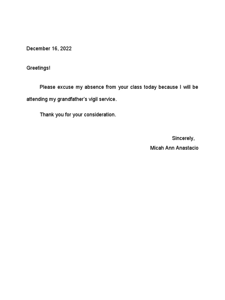 Excuse Letter | PDF