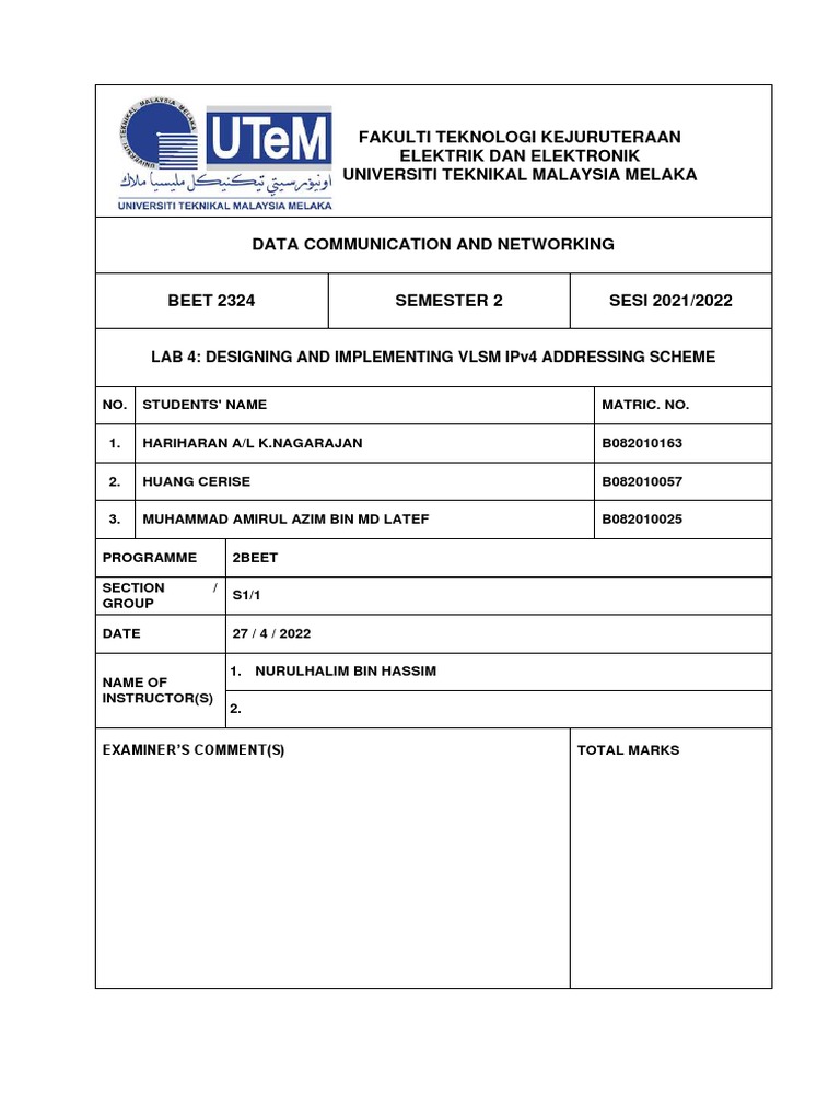 Lab 4 Group 1a Pdf Ip Address Computer Network