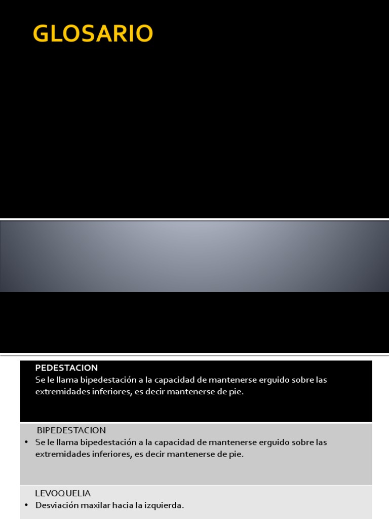 Glosario de Términos de Bipedestación y Quelia | PDF | Estudios de ...