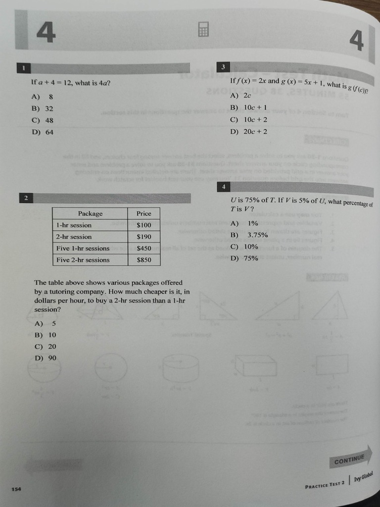Section 4 - Math Calculator - SAT#4 | PDF