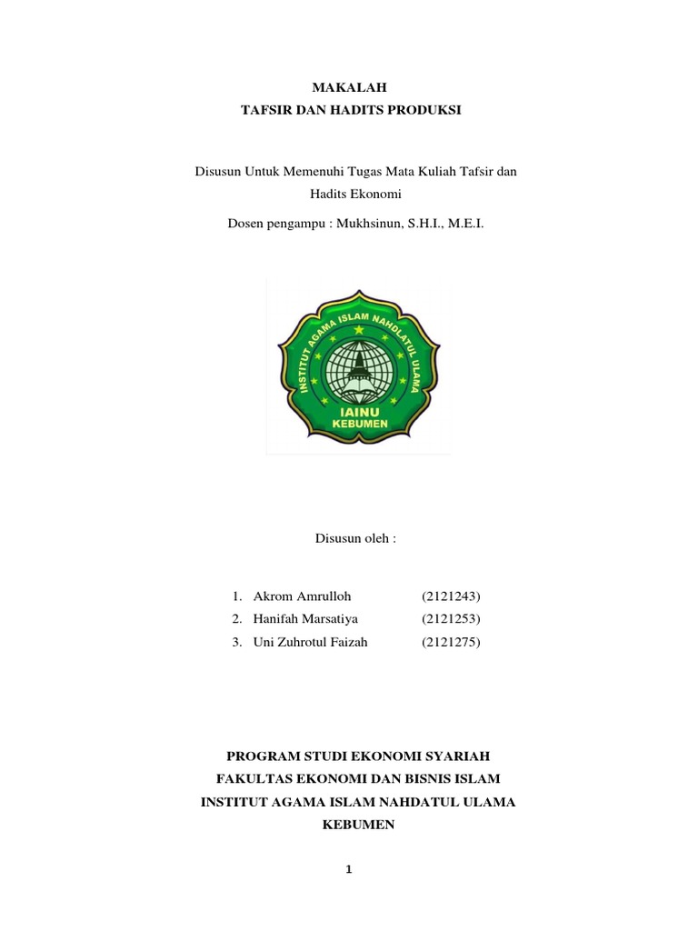 Makalah Tafsir Dan Hadis Produksi | PDF Makalah Tafsir Dan Hadis Produksi | PDF