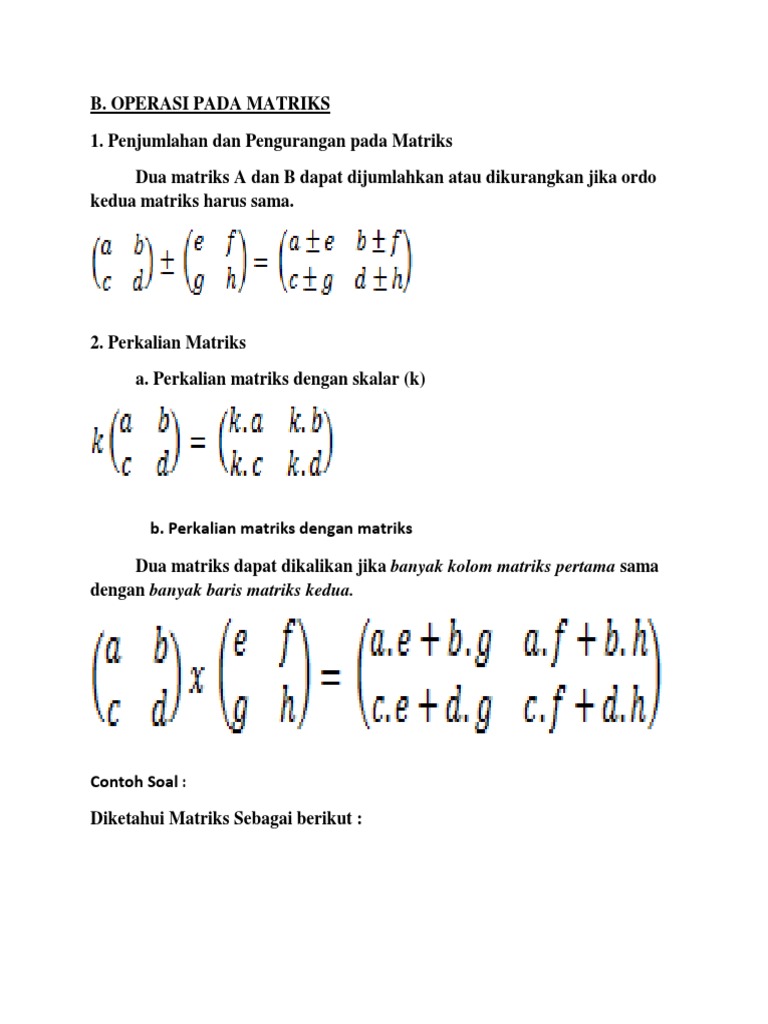 Operasi Penjumlahan Dan Pengurangan Pada Matrix | PDF | Sains ...