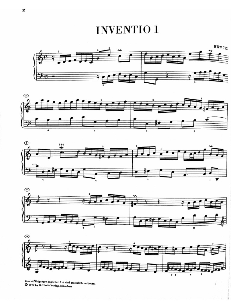 Bach - Invención Nro. 1 | PDF