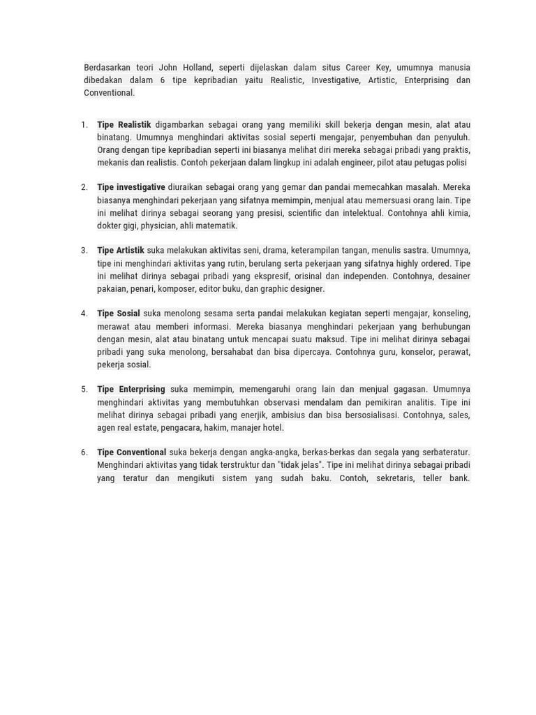 Deskripsi RIASEC | PDF