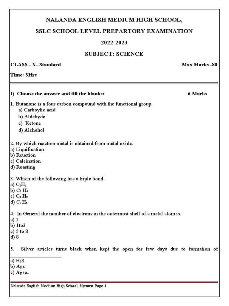 SSLC Karantaka Sceince Model Question Paper 2022 | PDF | Incandescent ...