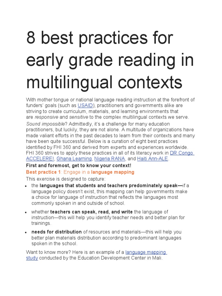 Learning To Read and Write in A Multilingual Context | PDF | Cognitive ...