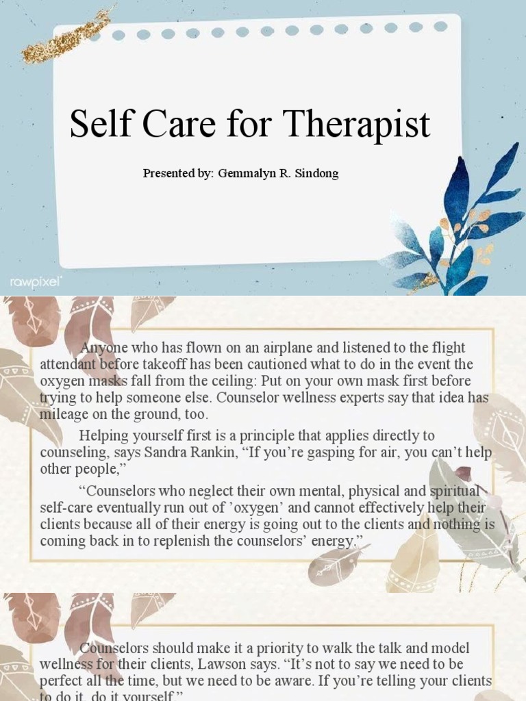 Self Care For Therapist | PDF | Psychotherapy | Psychology