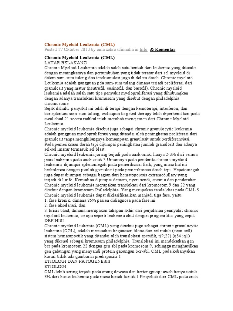 Chronic Myeloid Leukemia | PDF