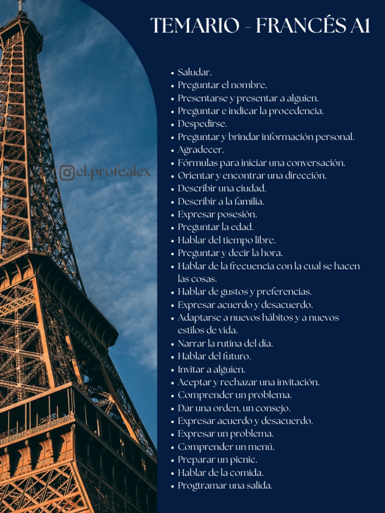 Temario Francés Nivel A1 | PDF