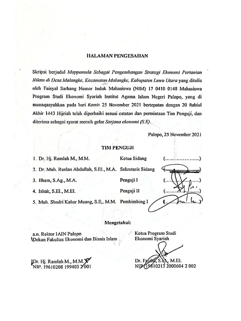 Surat Pengesahan Skripsi | PDF