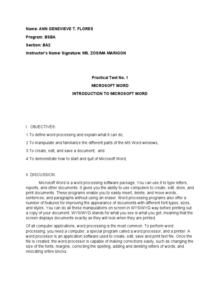 Practical Test No.1 | PDF | Window (Computing) | Microsoft Word