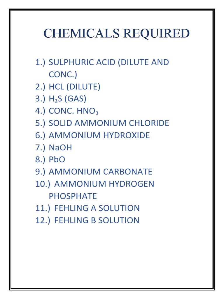 Chemicals Required | PDF