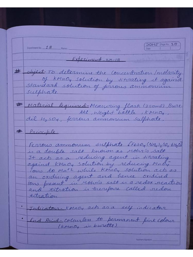 Chemistry Practical - 18 Class-12 | PDF