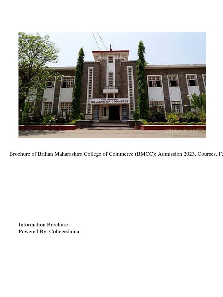 BMCC Pune: Admissions & Courses 2023 | PDF | Postgraduate Education ...