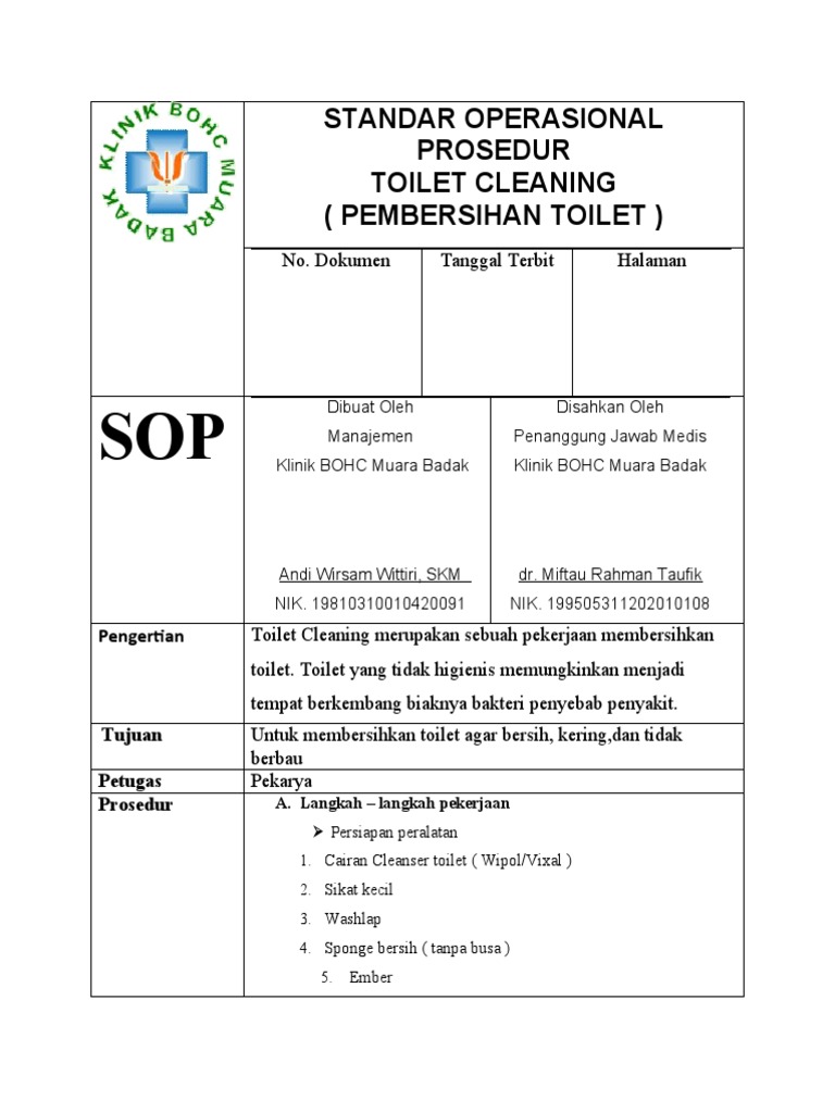 Sop Toilet Cleaning | PDF | Griya & Taman