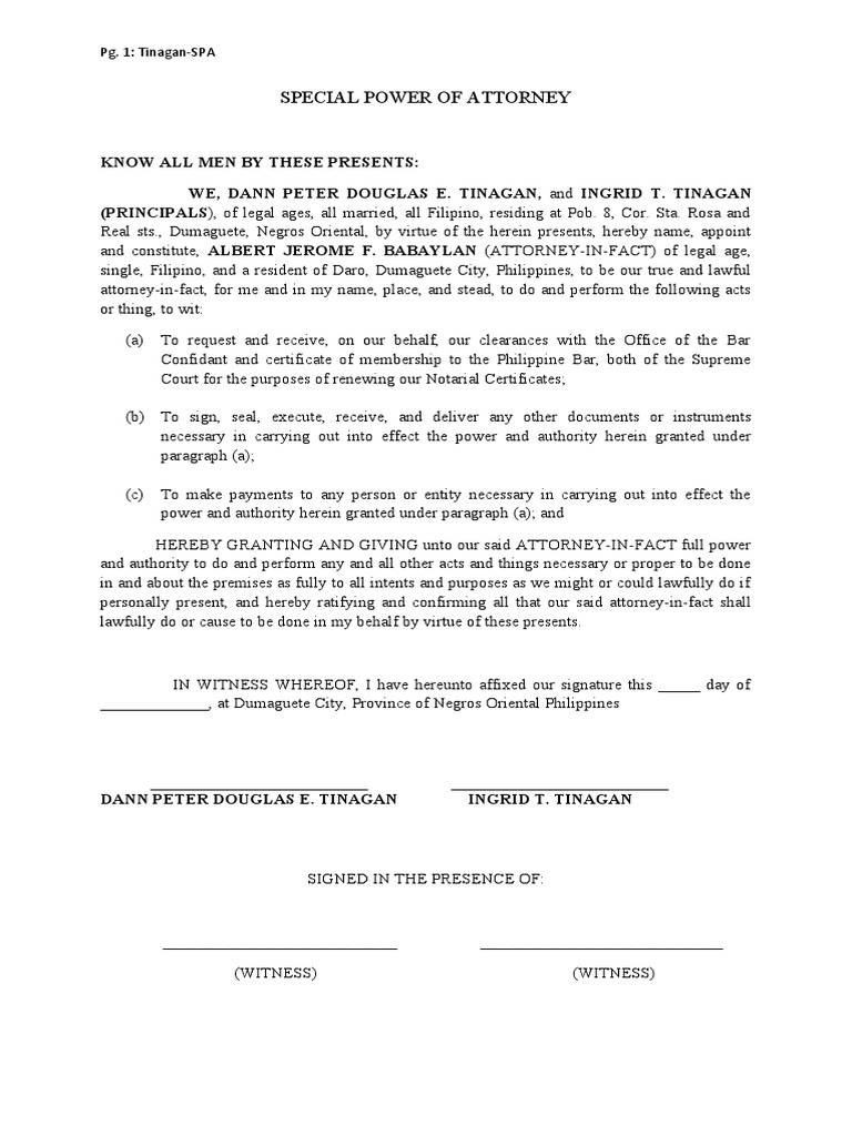Spa For Manila Notary Documents | PDF | Power Of Attorney | Government