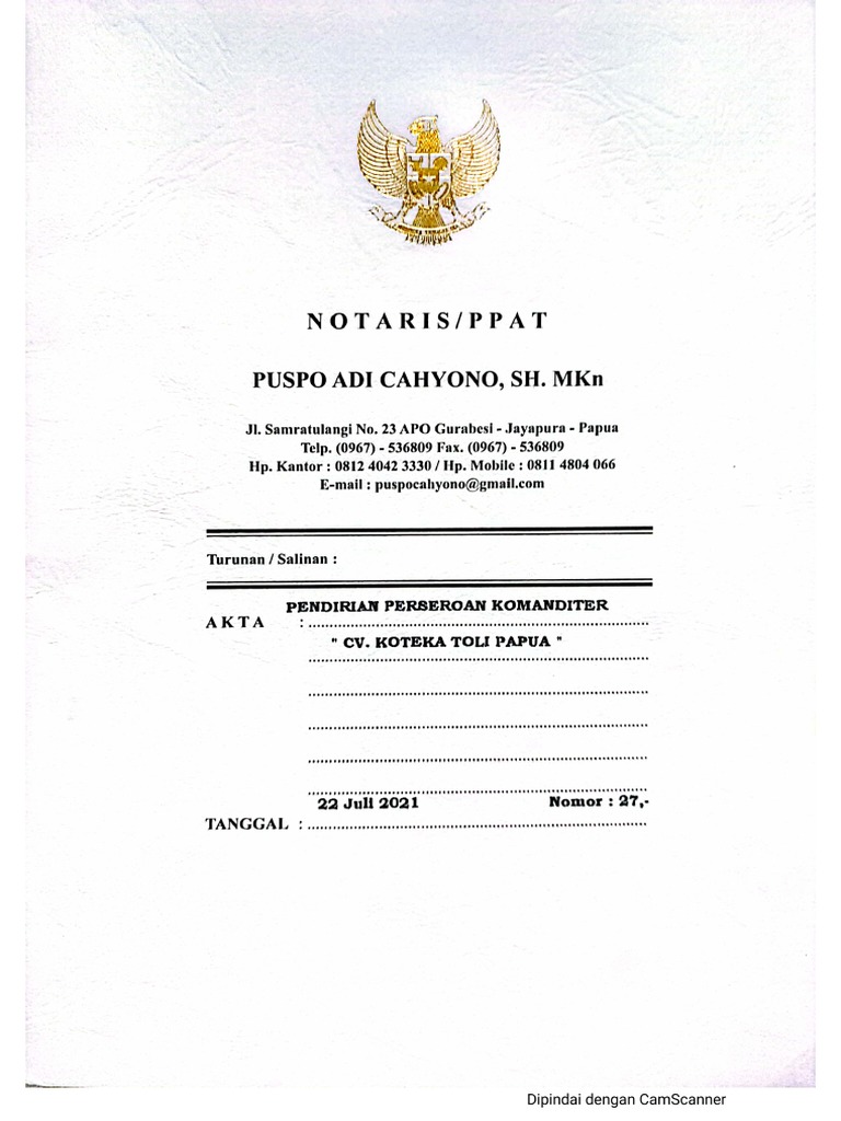 Akta Pendirian KTP | PDF