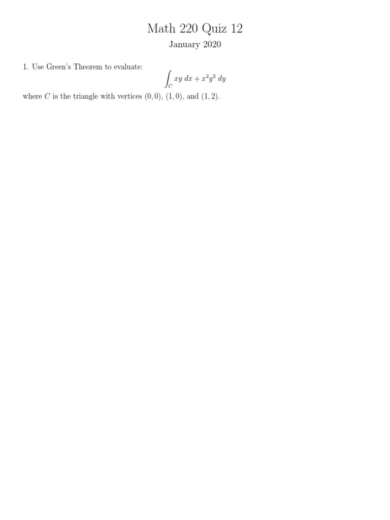 Math 220 Quiz 12 | PDF