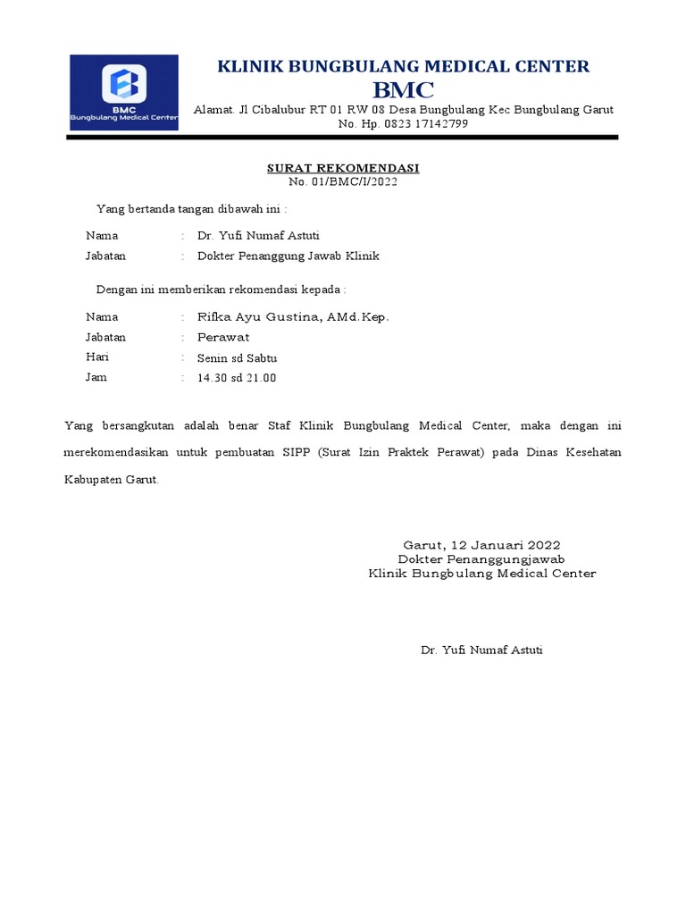 Rekomendasi Sipp Klinik BMC 2 | PDF