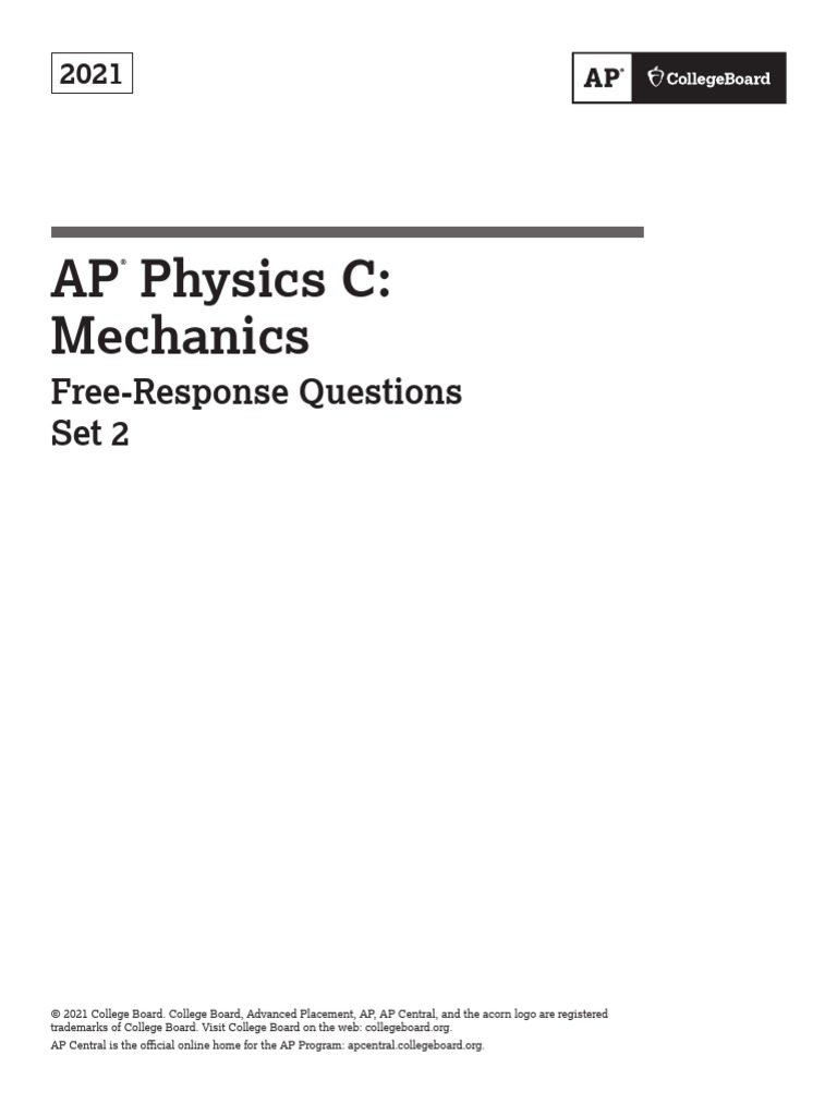Ap21 FRQ Physics C Mechanics Set 2 | PDF | Electronvolt | Kilogram