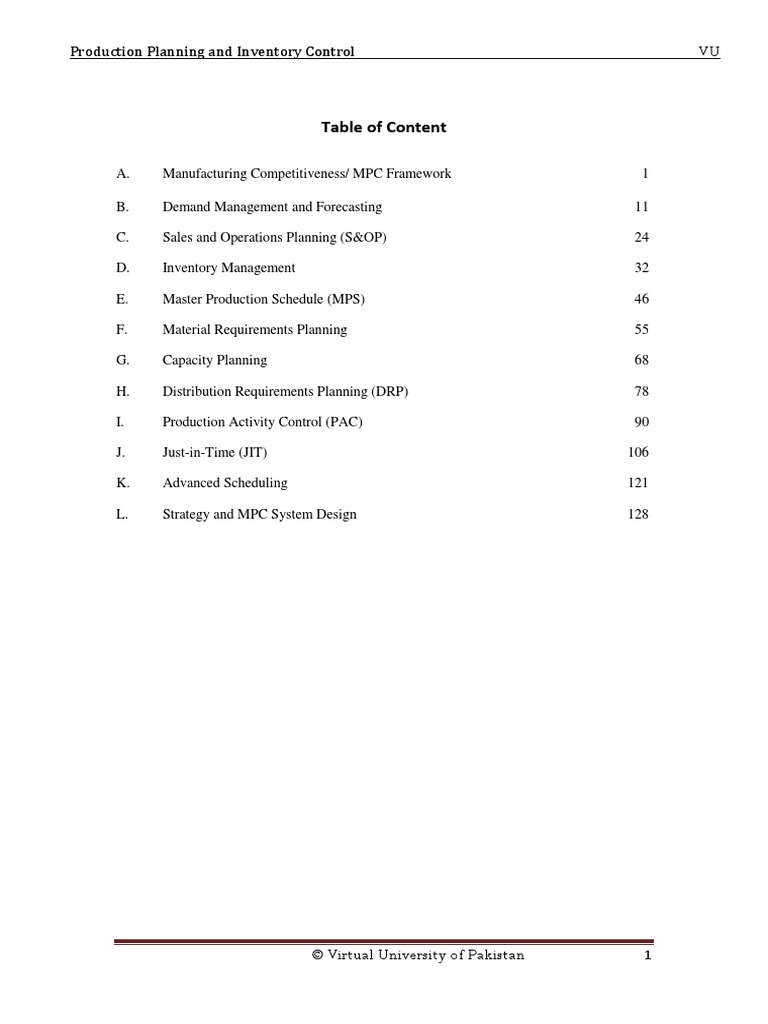PPIC Handout | PDF | Enterprise Resource Planning | Supply Chain