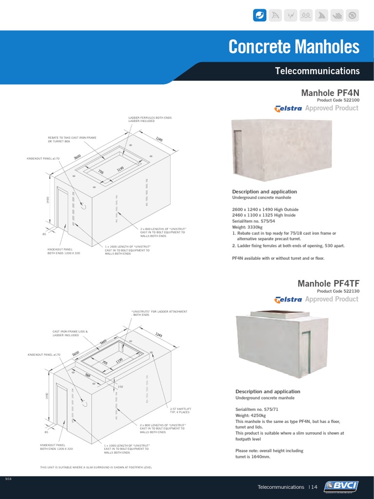 Telco Manhole Range | PDF | Precast Concrete | Structural Engineering