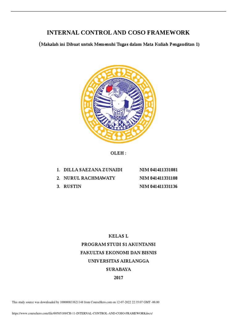 CH 11 Internal Control and Coso Framework | PDF