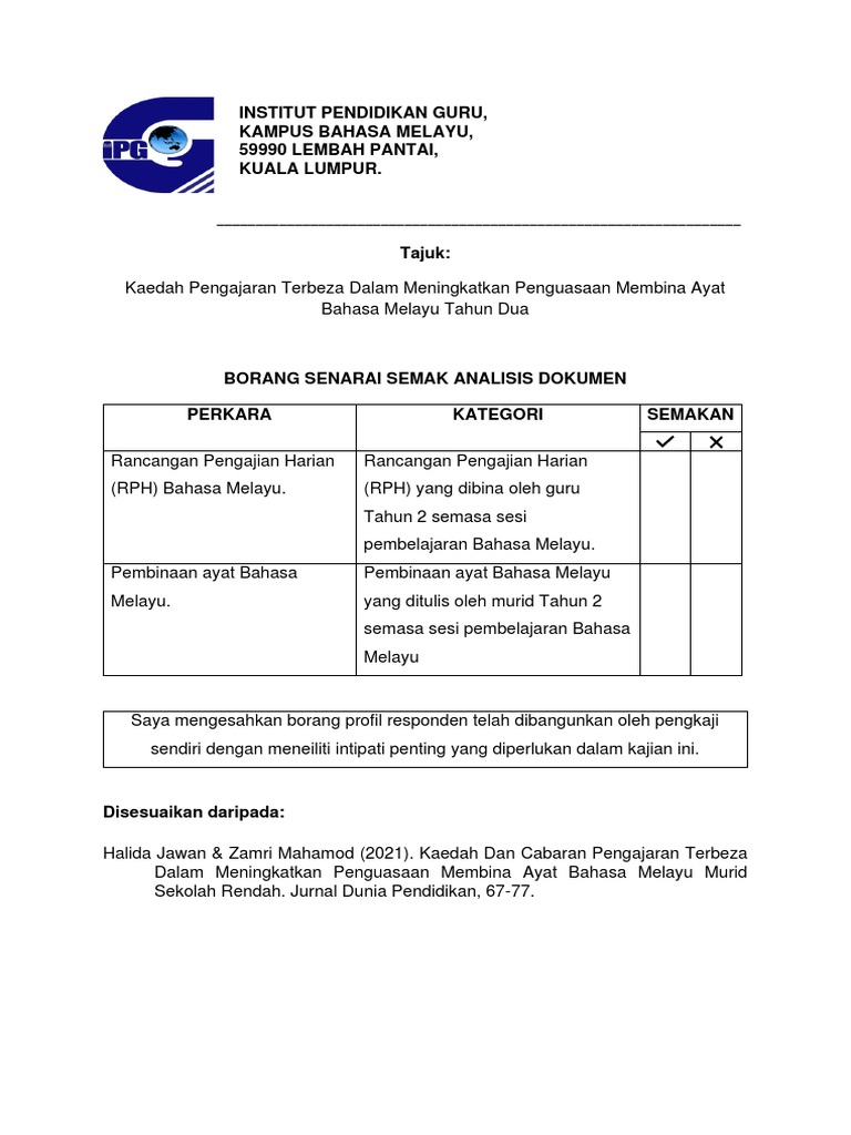 Instrumen Kajian Analisis Dokumen PDF | PDF