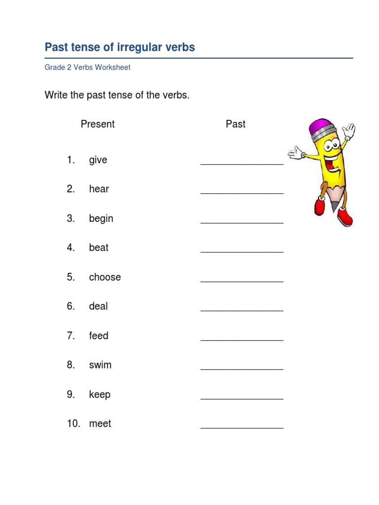 Grade 2 Past Tense A | PDF