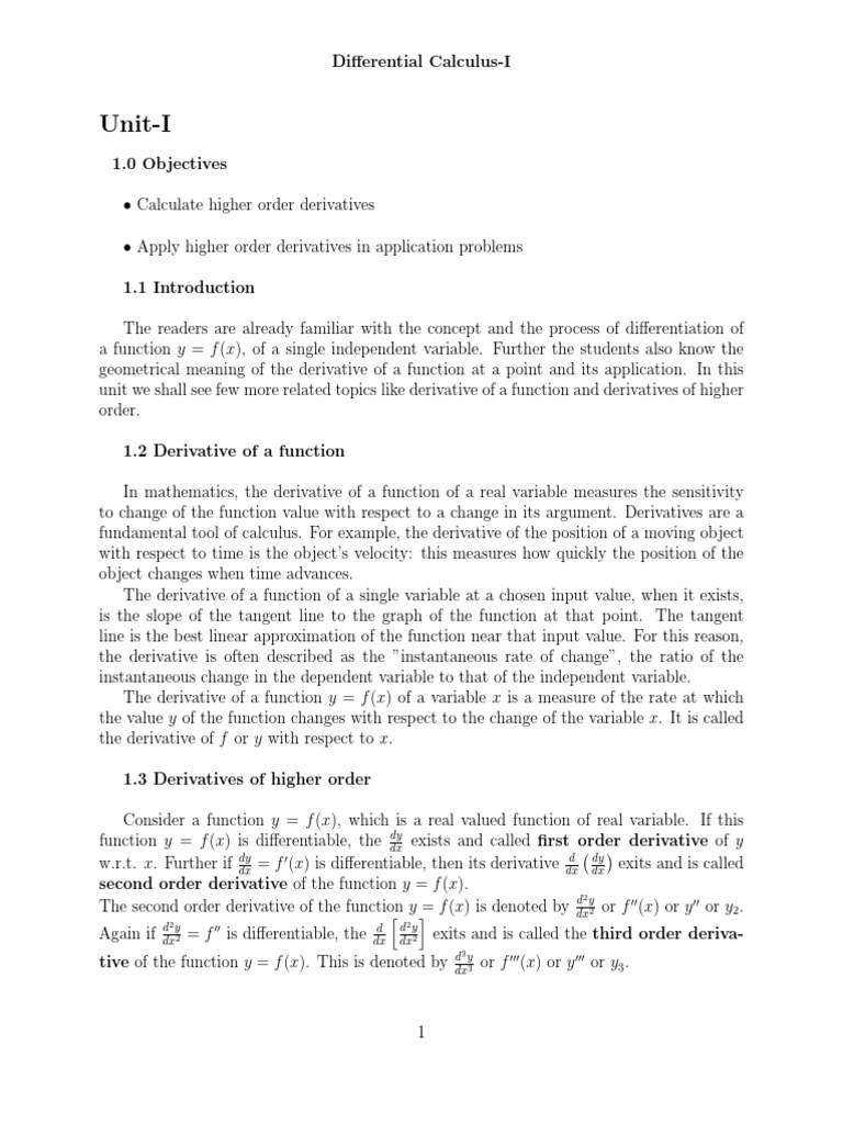 Mathematics I Pdf Derivative Function Mathematics