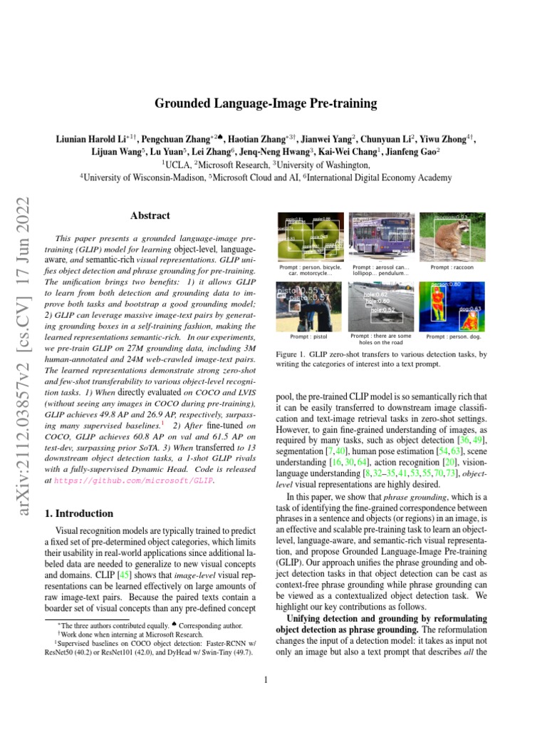 Cvpr2022 Glip Grounded Language Image Pre Training | PDF | Computer Vision | Statistical ...