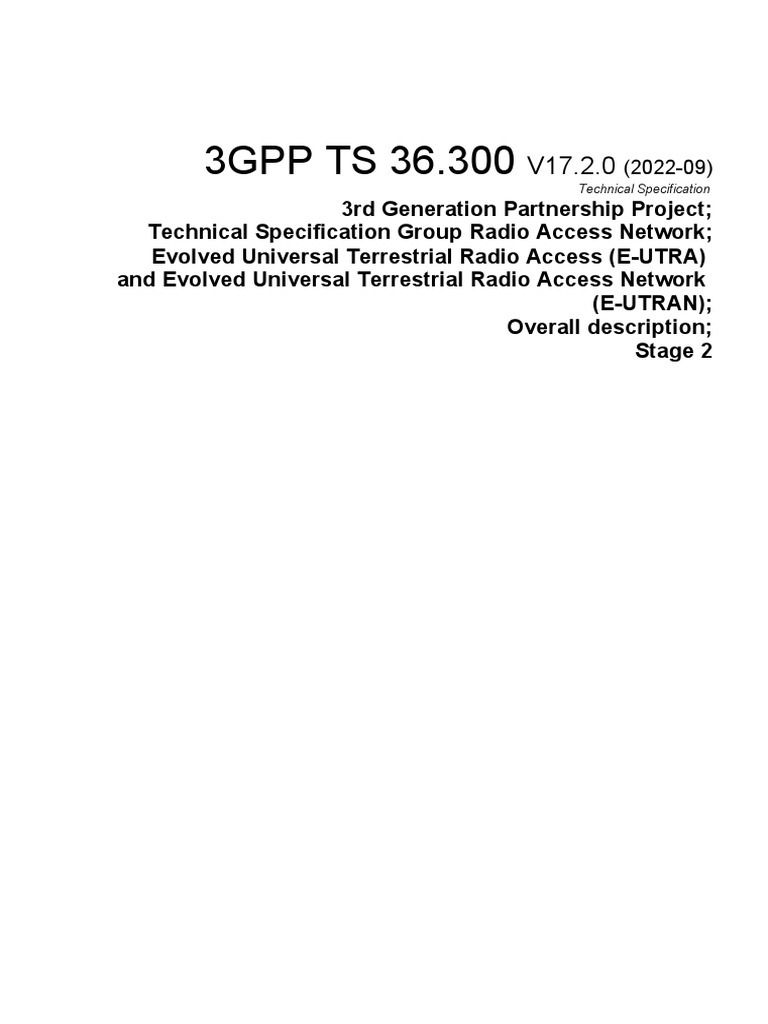 3GPP TS 36.300: Technical Specification | PDF | Computer Network ...