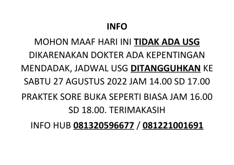 Pengumuman Usg | PDF