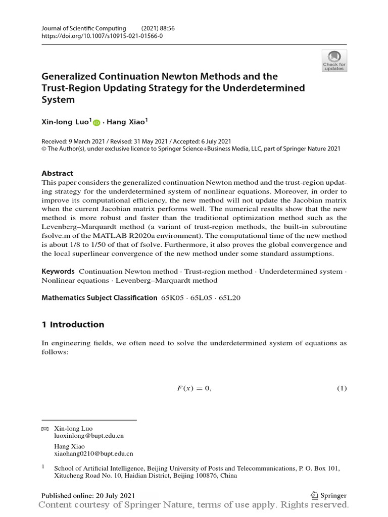 Generalized Continuation Newton Methods and The Trust-Region Updating Strategy For The ...
