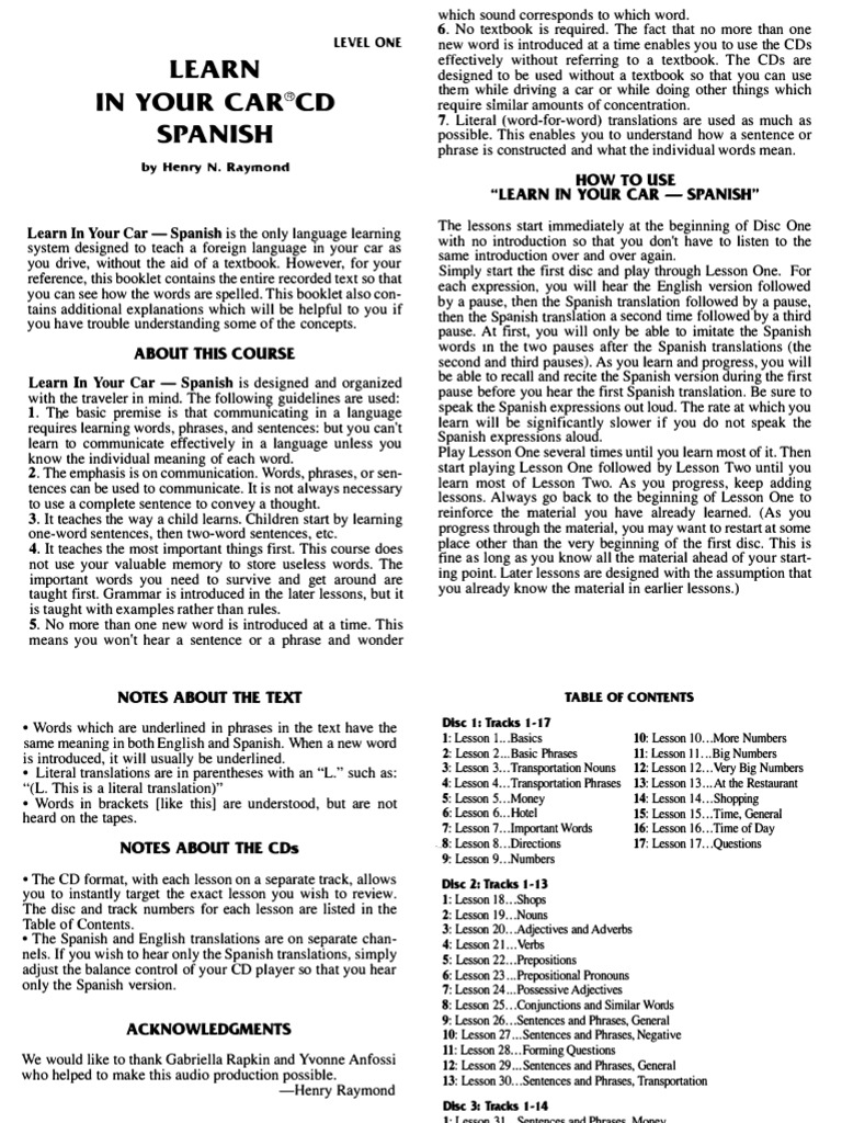 Learn in Your Car - Spanish Is The Only Language Learning | PDF ...