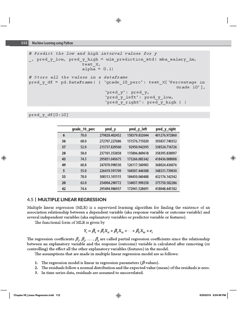 Multple Linear Regression | PDF | Regression Analysis | Errors And Residuals