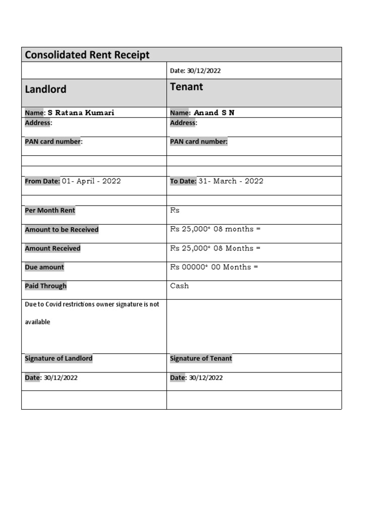 Consolidated Rent Receipt 2022 | PDF