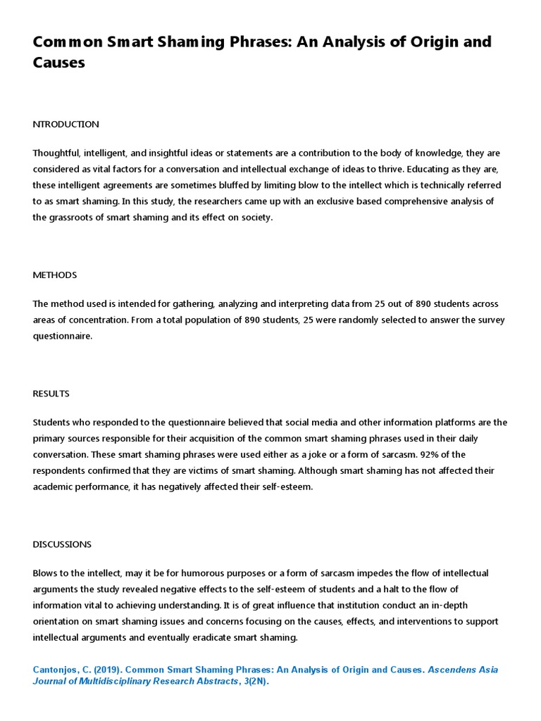 Common Smart Shaming Phrases | PDF | Thought | Attitude (Psychology)
