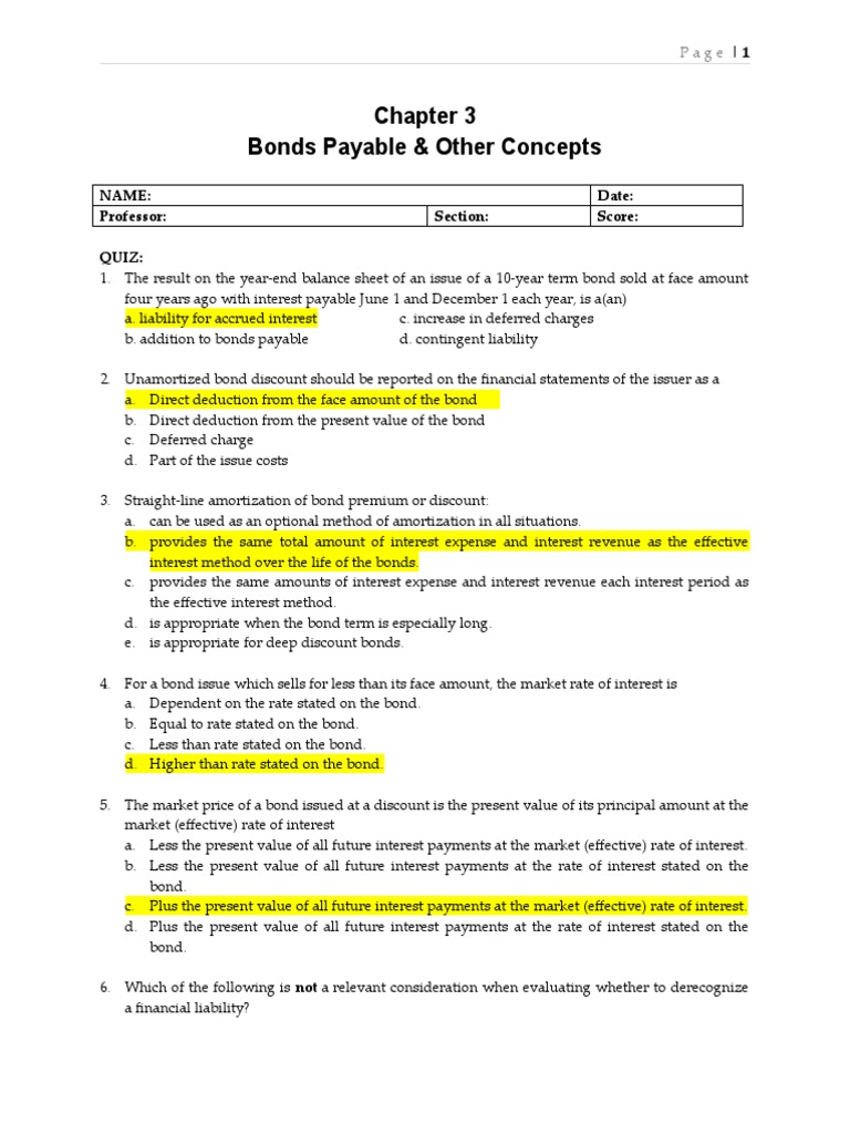 Quiz Chapter+3 Bonds+Payable+&+Other+Concepts | PDF | Bonds (Finance ...
