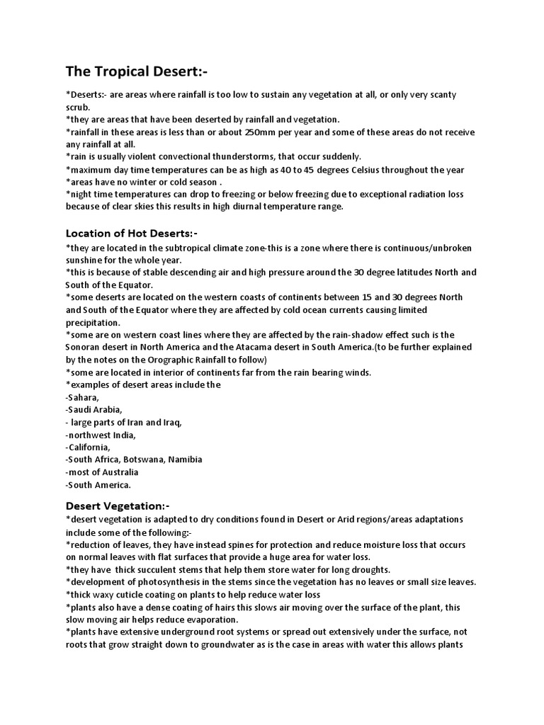 Characteristics of Tropical Deserts | PDF | Desert | Precipitation