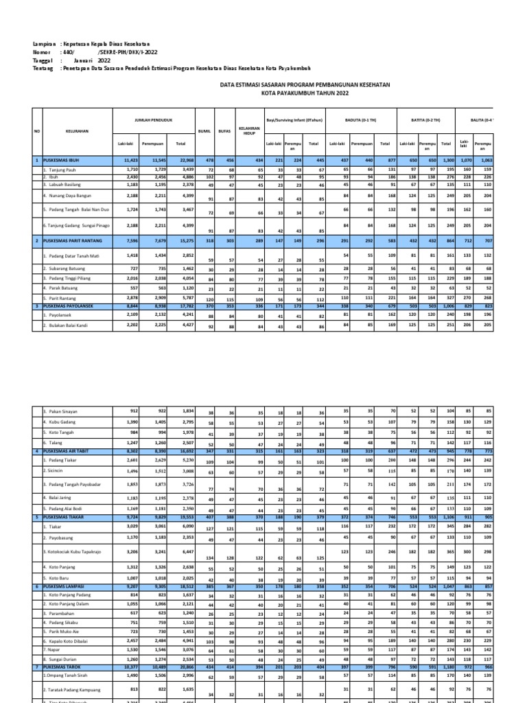 Data Sasaran Tahun 2022 Ok | PDF