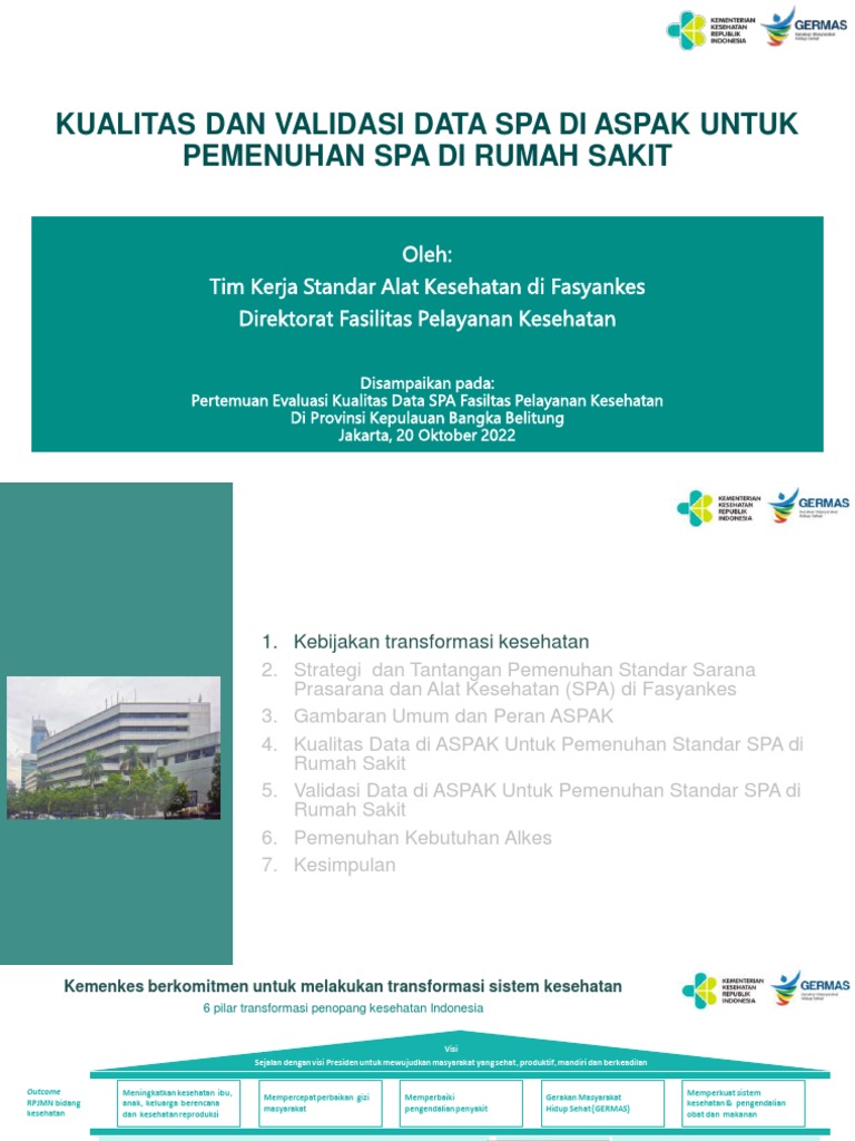 #RH - Kebijakan Kemenkes Dan Kualitas Serta Validasi Data Aspak RS Di Kep. Babel 18102022 | PDF