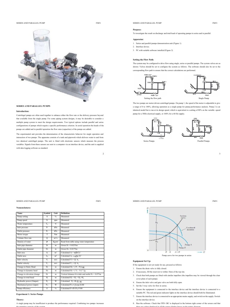 PUMP IN SERIES and PARRALEL FM51 | PDF | Pump | Valve