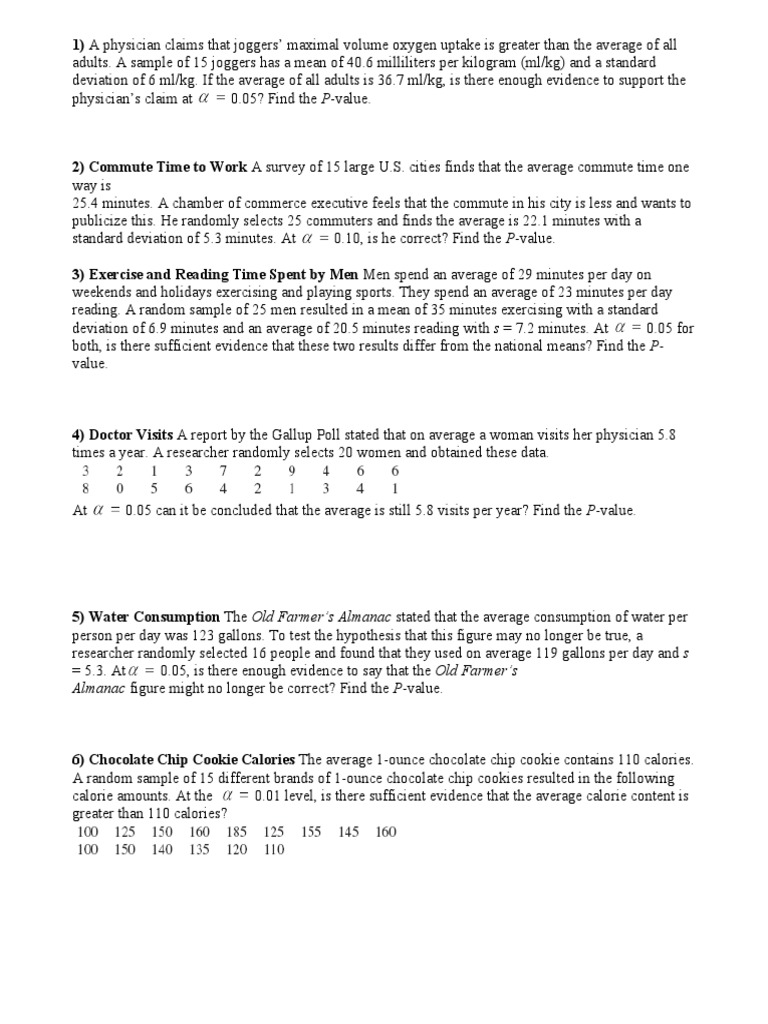 Hypothesis Testing Supplementary Problems | PDF