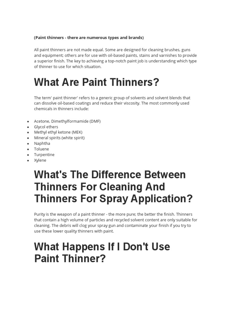 Thinner Formulation | PDF